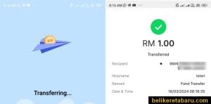 Cara Transfer Duit Sesama eWallet Touch 'n Go - Beli Kereta Baru